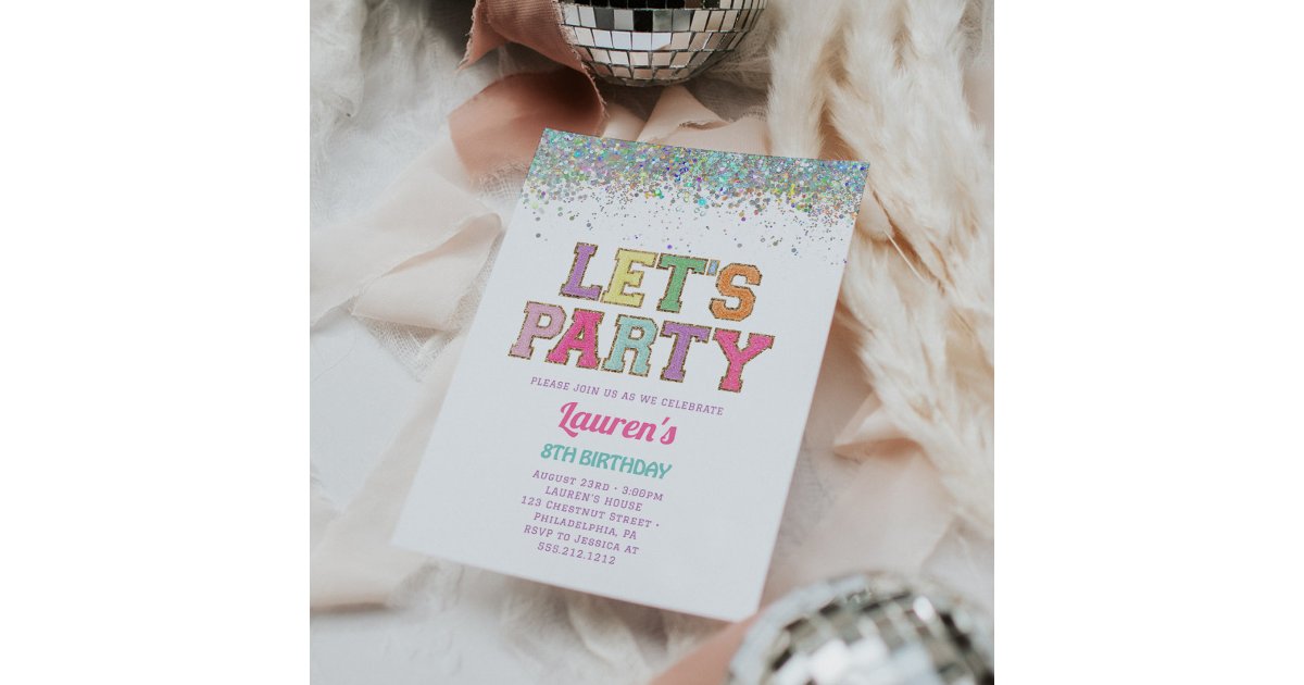 Varsity Patch Letters Birthday Party Invitation | Zazzle