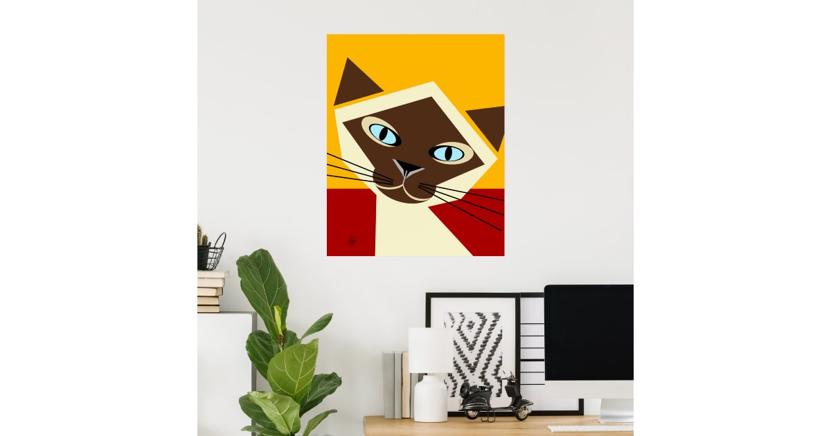 Vector Siamese Cat Portrait Poster | Zazzle