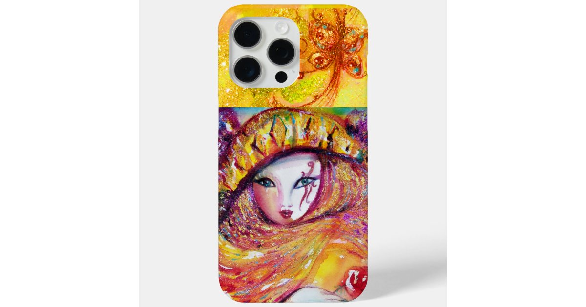 VENETIAN MASQUERADE - MASK IN YELLOW Case-Mate iPhone CASE | Zazzle
