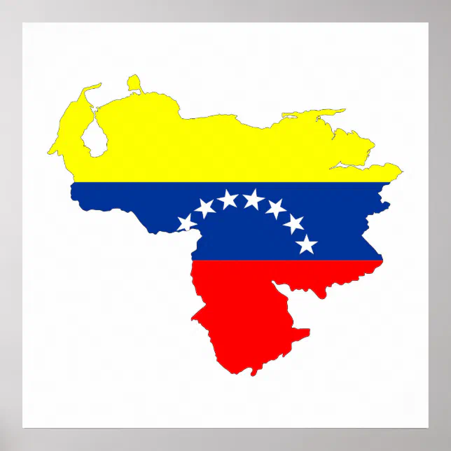 venezuela country flag map shape symbol poster | Zazzle