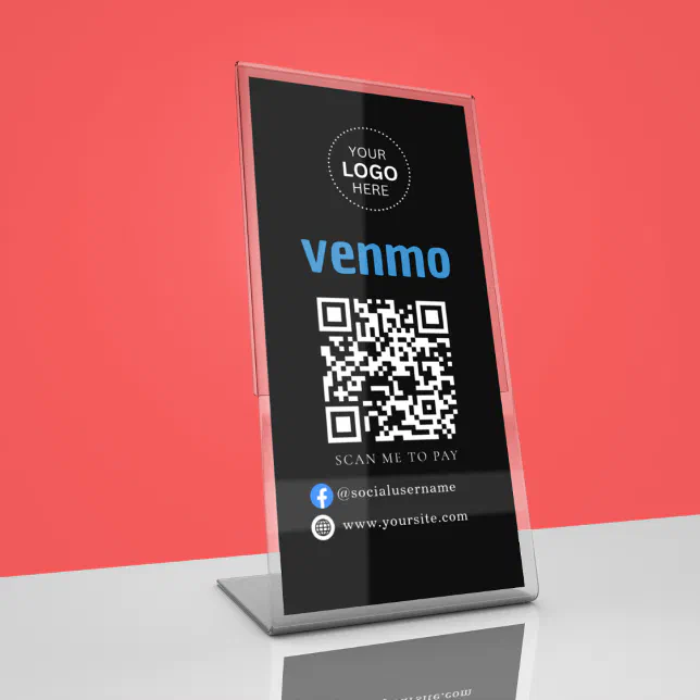Venmo QR Code Payment | Scan to Pay Business Logo Pedestal Sign | Zazzle