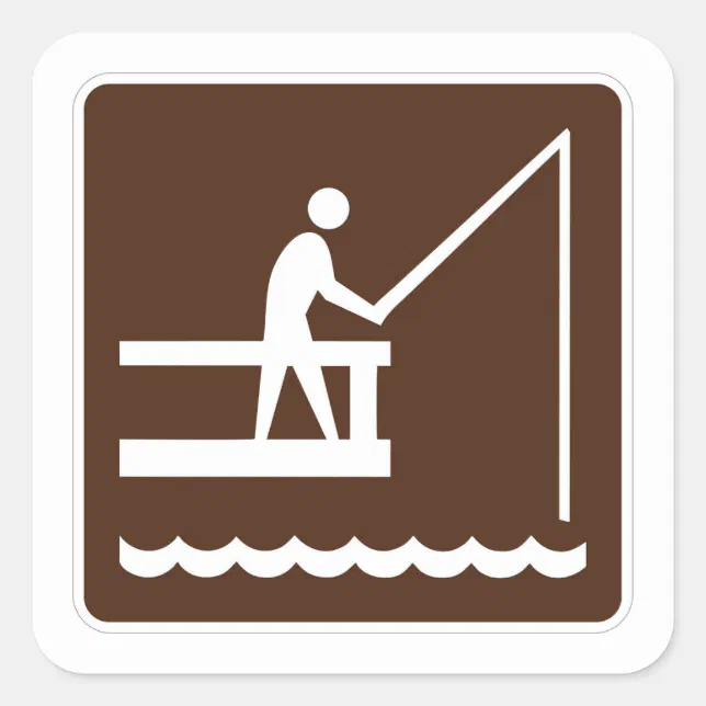 Very Fun Classic Fishing Pier Sign Square Sticker | Zazzle