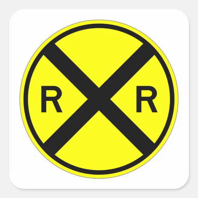 Very Fun Classic Rail Road Crossing Sign Square Sticker | Zazzle