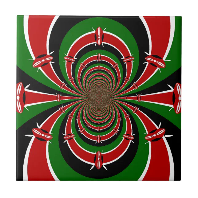 Vibrant Kenya Vision: Mirrored Kenyan Flag Art Tile | Zazzle