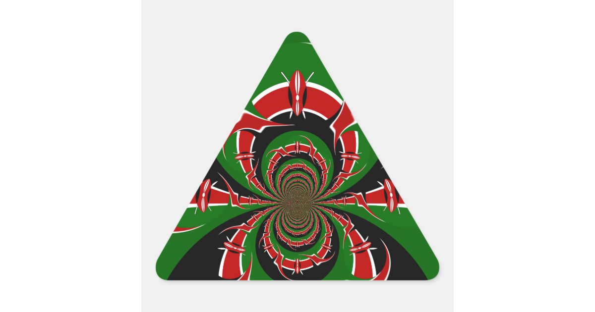 Vibrant Kenyan Flag Pattern: A Powerful Art Triangle Sticker | Zazzle