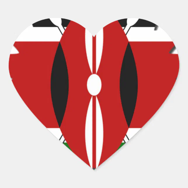 Vibrant Kenyan Flag Pattern: An 18-Star Art Heart Sticker | Zazzle