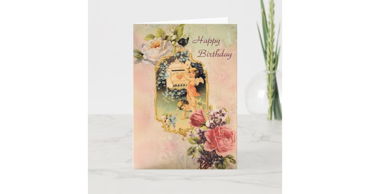 Victorian Cherubs Mailing A Birthday Card | Zazzle