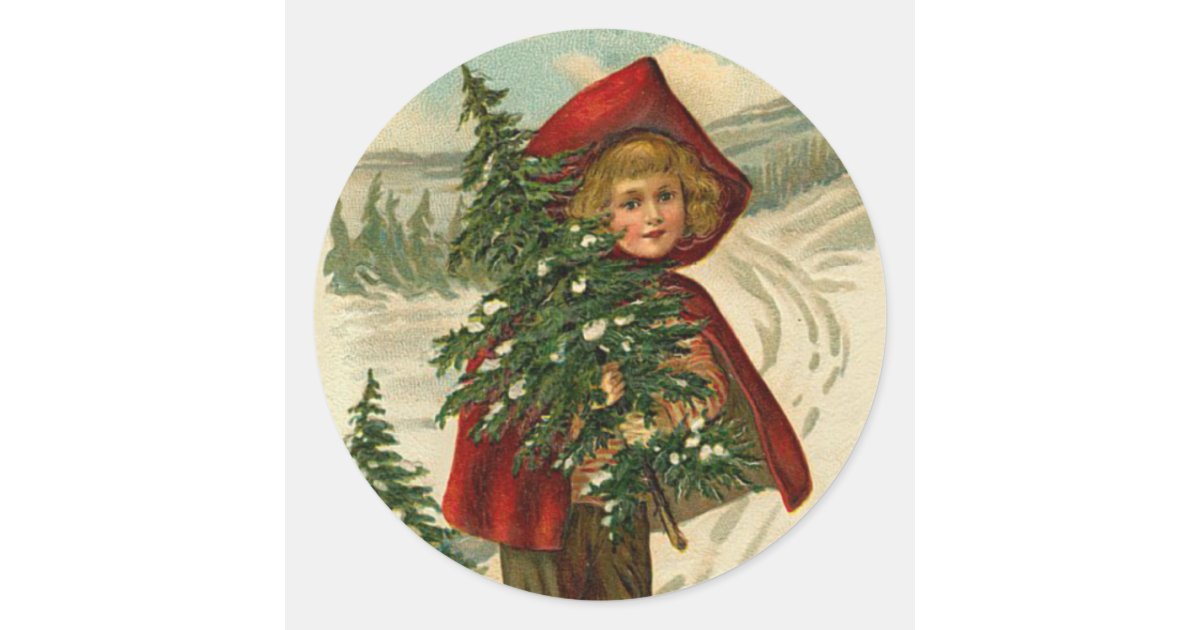 Victorian Christmas Stickers for your cards | Zazzle