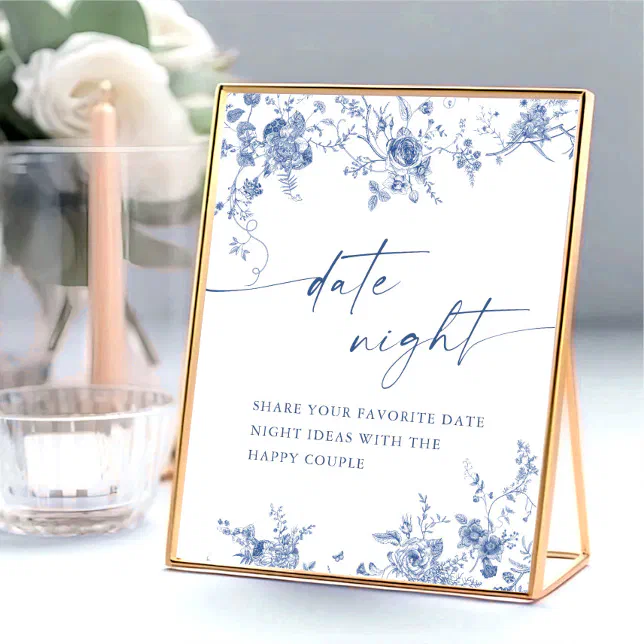 Victorian Dusty Blue French Garden Date Night Idea Poster | Zazzle