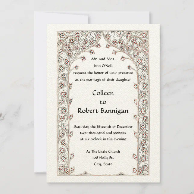 Victorian Era 1845 Gothic Style Border Wedding Invitation | Zazzle