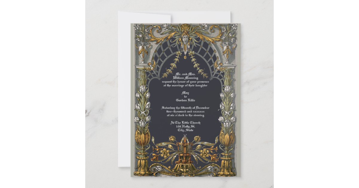 Victorian Era Art Nouveau Altar by Anton Seder Invitation | Zazzle