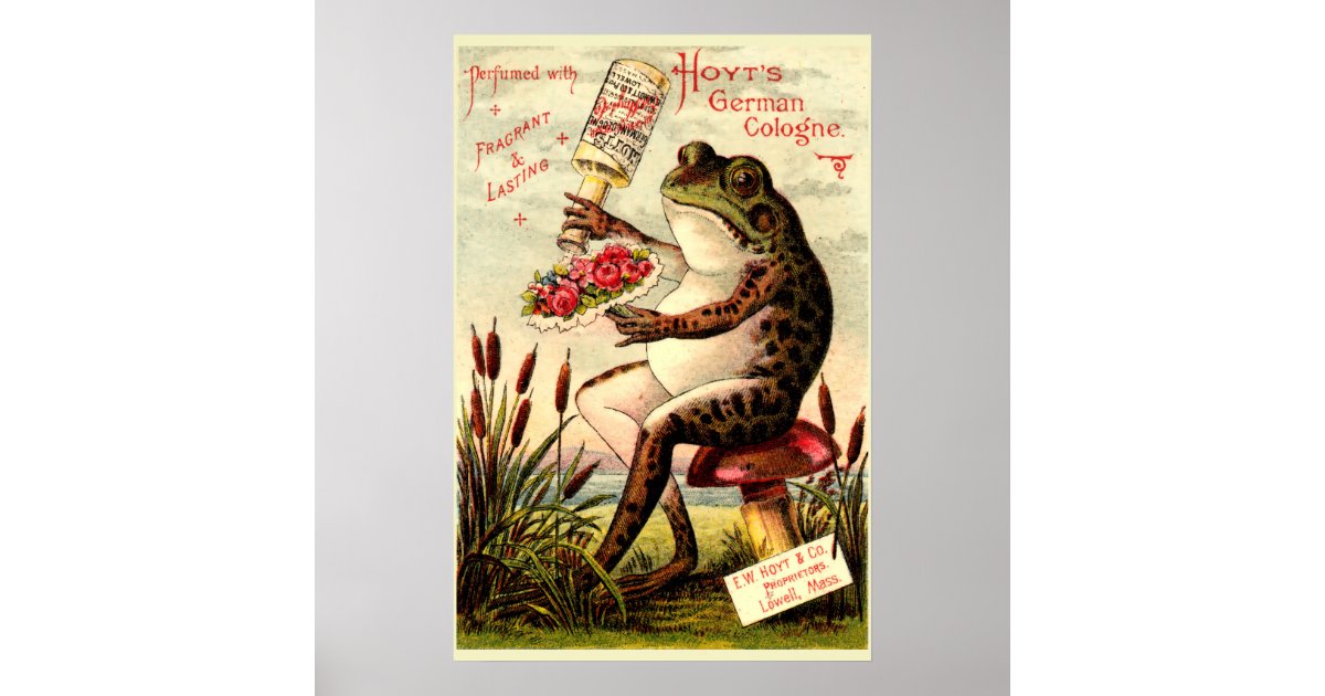 Victorian Era Frog on Toadstool Perfume Ad Poster | Zazzle