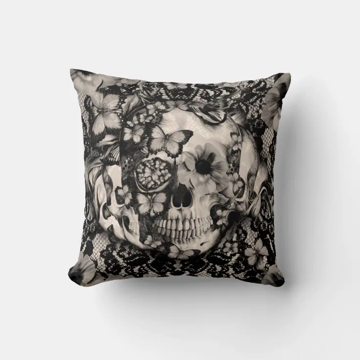 Victorian Gothic lace skull Cushion | Zazzle