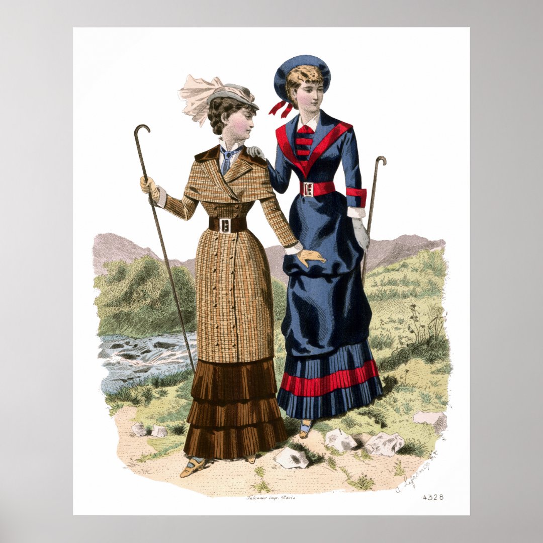 Victorian Lady Hikers - Old Fashioned Trekking! Poster | Zazzle
