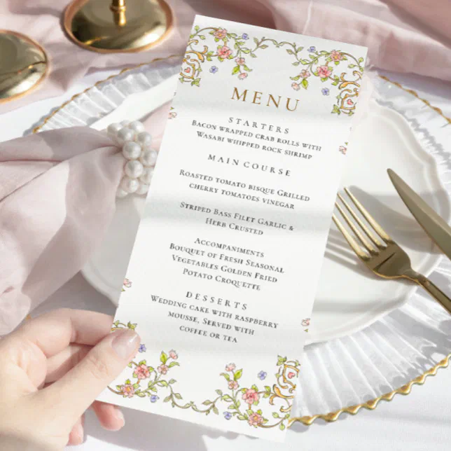 Victorian Ornate Grace Bohemian Wedding Dinner Menu | Zazzle