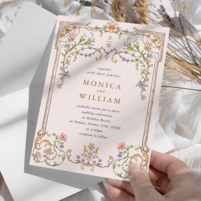 Victorian Ornate Grace Floral Frame Wedding Invitation | Zazzle