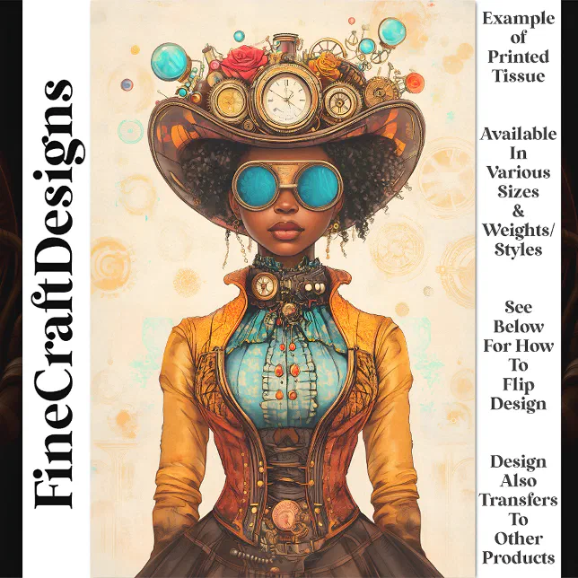 Victorian Steampunk African American T9 Decoupage Tissue Paper | Zazzle