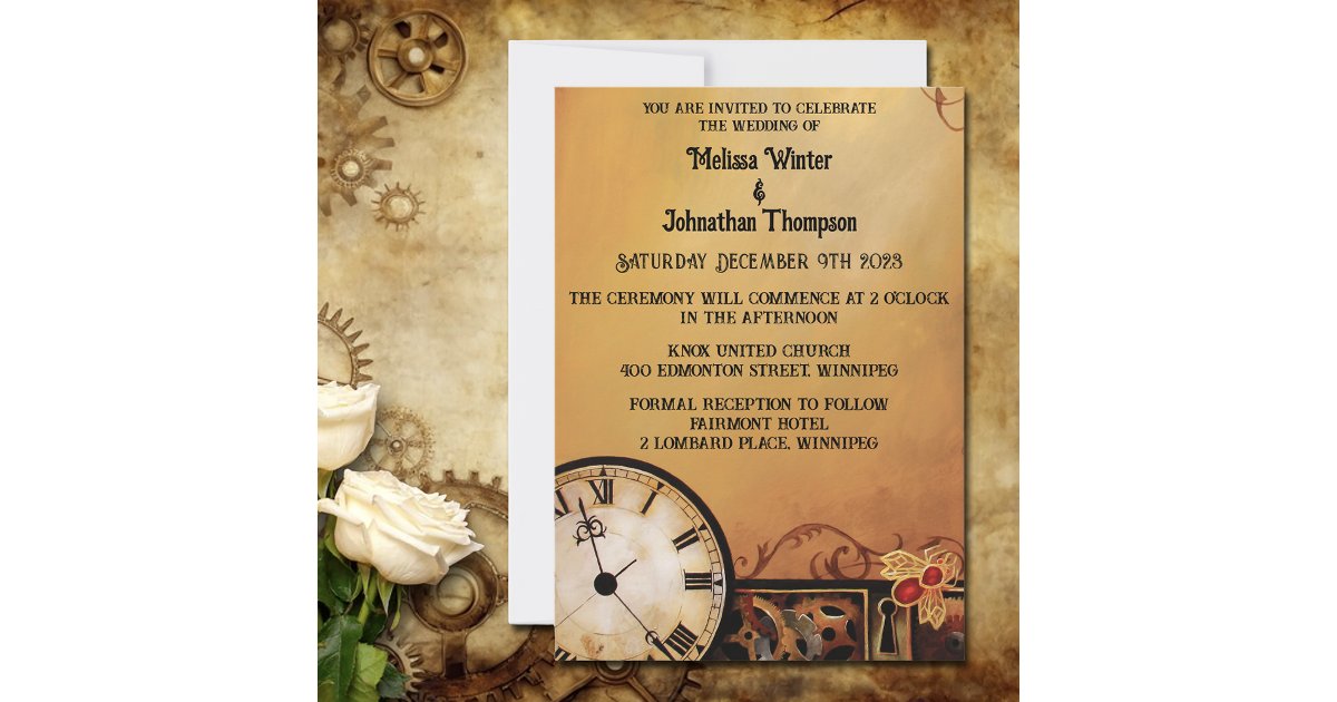 Victorian Steampunk Elegance Wedding Invitation | Zazzle
