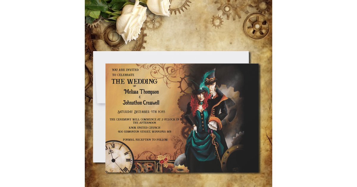 Victorian Steampunk Elegance Wedding Invitation | Zazzle