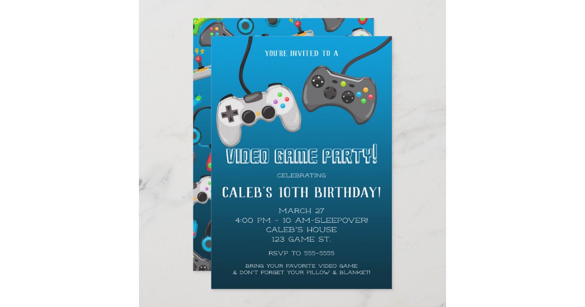 Video Game Controllers Gamer Birthday Party Invitation | Zazzle