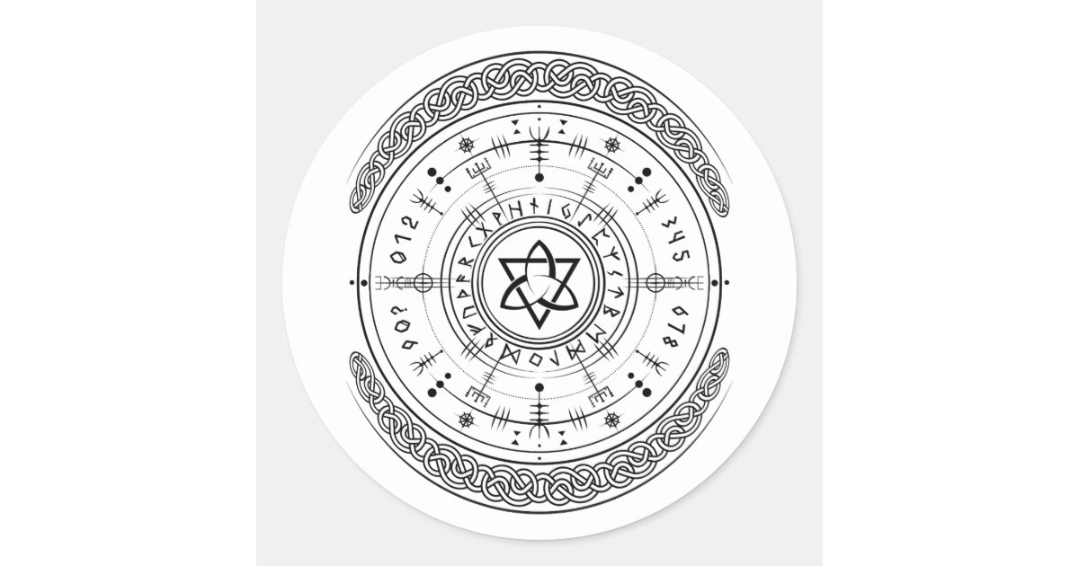 Viking Pagan Asatru Runic Compass, Vegvisir Runes Classic Round Sticker ...