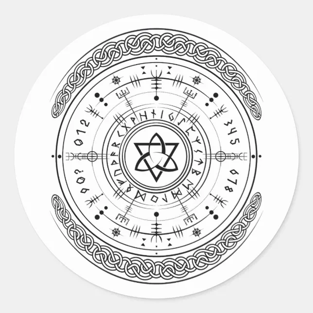 Viking Pagan Asatru Runic Compass, Vegvisir Runes Classic Round Sticker ...