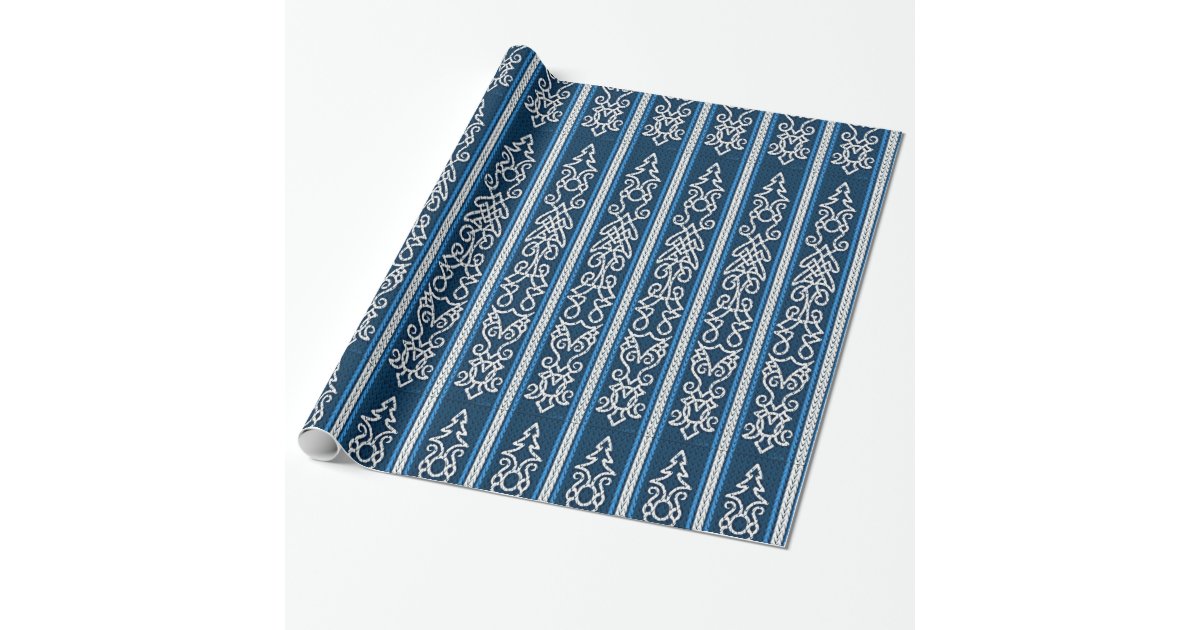 Viking Pattern Blue Wrapping Paper | Zazzle