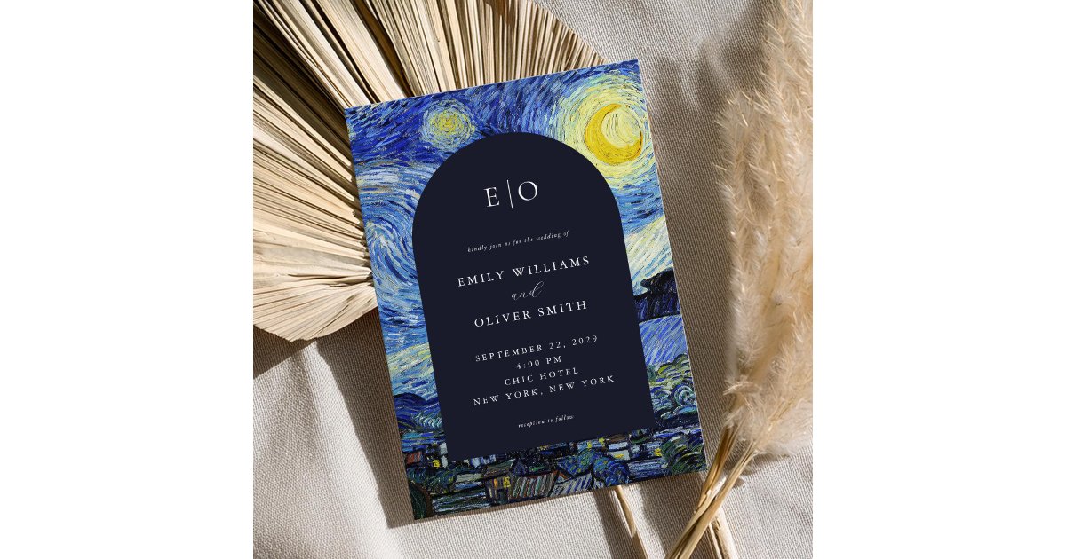Vincent Van Gogh Starry Night Wedding Invitation | Zazzle