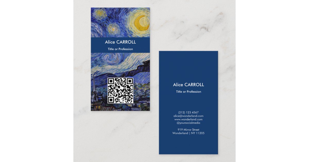 Vincent Van Gogh - The Starry Night - QR Code Business Card | Zazzle