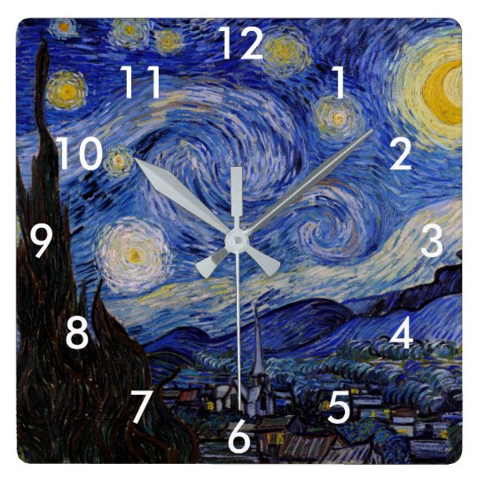 Vincent Van Gogh - The Starry night Square Wall Clock | Zazzle.co.uk