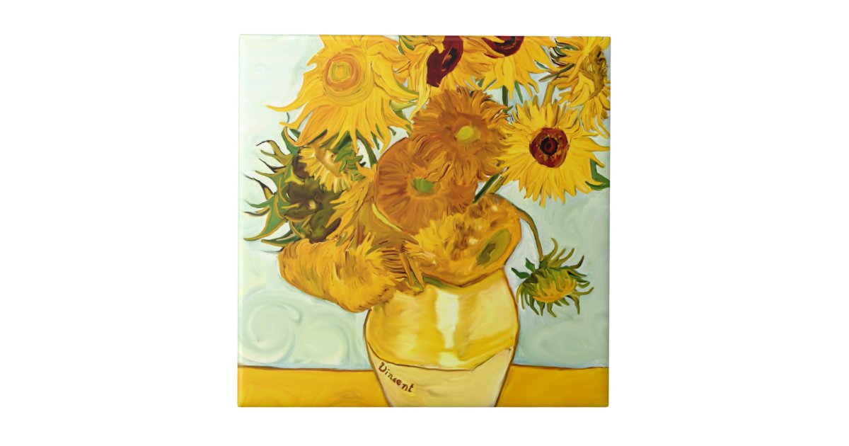 Vincent Van Gogh's Yellow Sunflower Painting 1888 Tile | Zazzle
