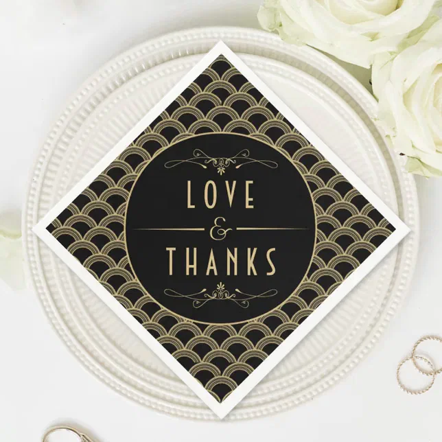 Vintage 1920's Art Deco Gatsby Wedding Collection Napkin | Zazzle