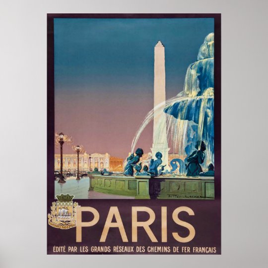 Vintage 1930 Paris Travel Poster | Zazzle.co.uk