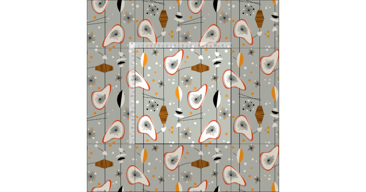 Vintage 1950s Atomic Mid-Century Modern Design Fabric | Zazzle