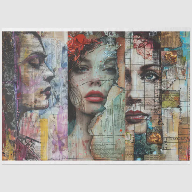 Vintage Abstract Art Collage Decoupage Tissue Paper | Zazzle