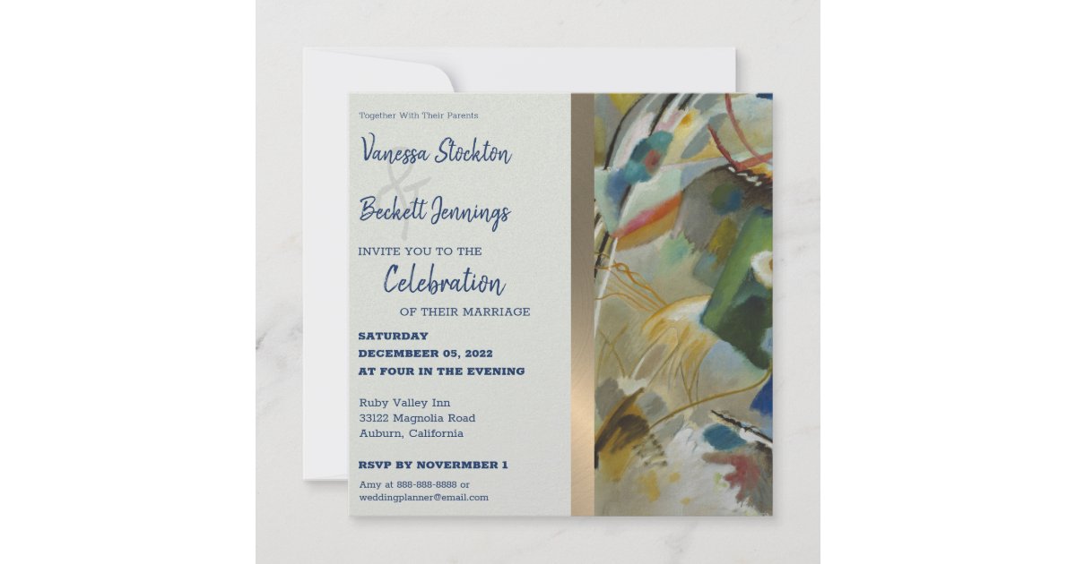 Vintage Abstract Painting Wedding Invitation | Zazzle