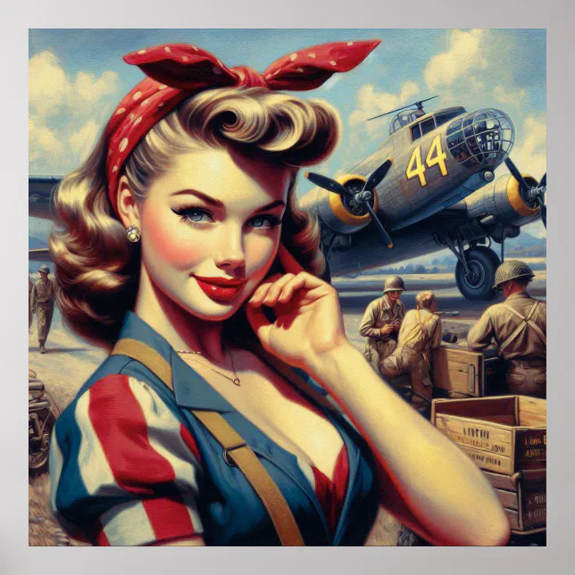 Vintage Aeroplane Pin Up Poster | Zazzle
