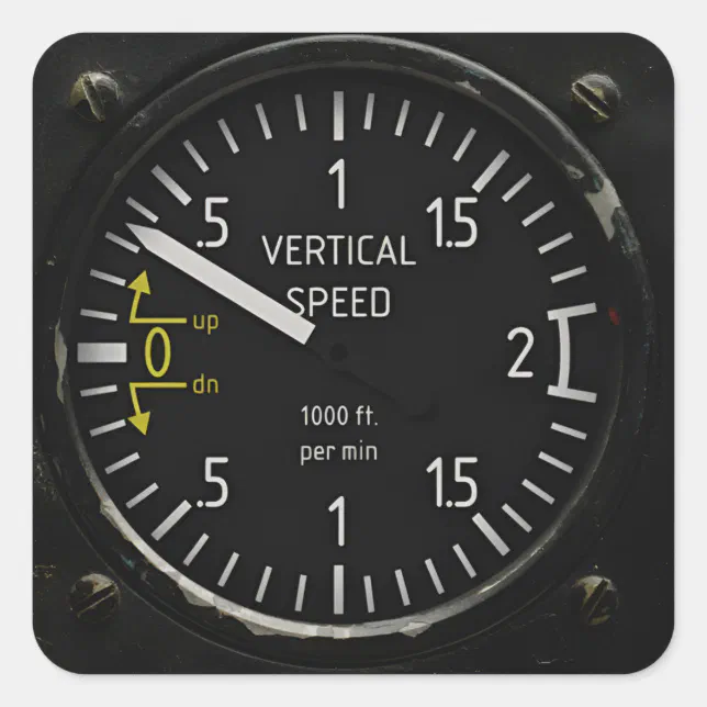 Vintage Aircraft Instrument Vertical Speed Square Sticker | Zazzle