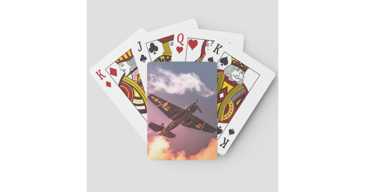 Vintage Airplane Beautiful Sky Playing Cards | Zazzle