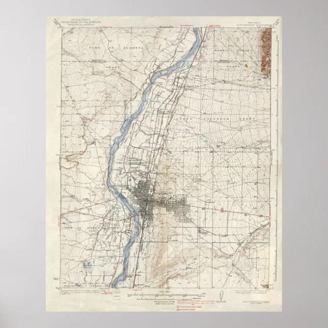 Vintage Albuquerque New Mexico Topographic Map Poster | Zazzle