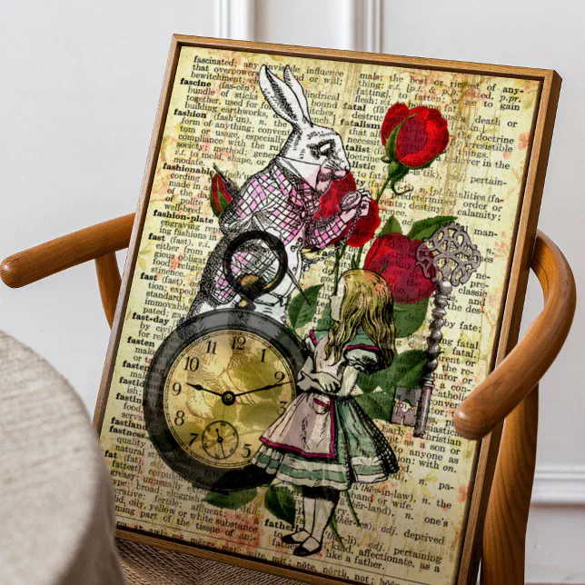Vintage Alice in Wonderland White Rabbit Poster | Zazzle