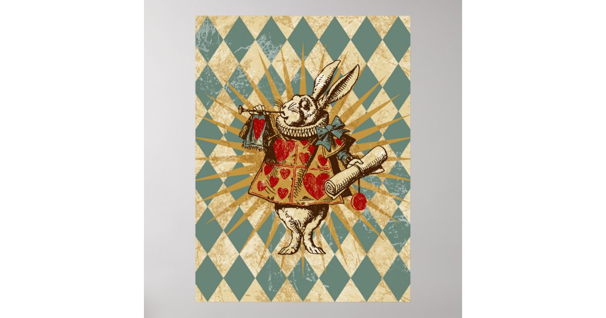 Vintage Alice White Rabbit Poster | Zazzle