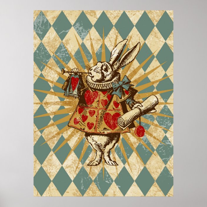 Vintage Alice White Rabbit Poster | Zazzle.co.uk