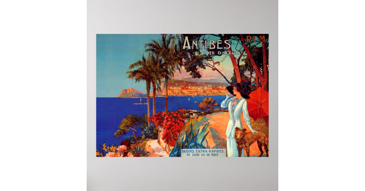 Vintage Antibes Cote D'Azur Travel Poster | Zazzle