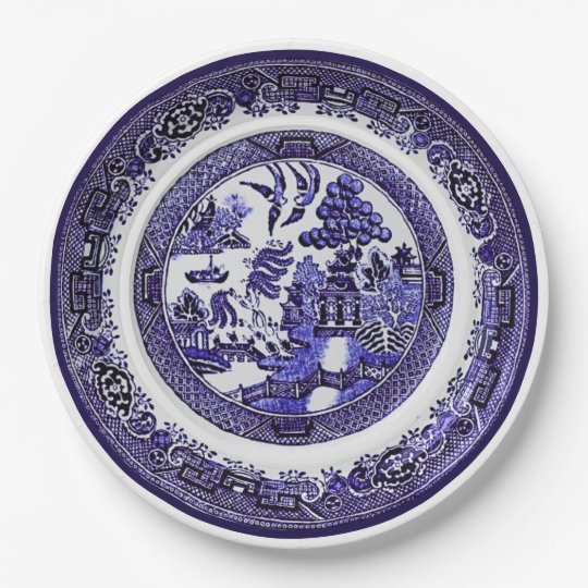 Vintage Antique Blue Willow Pattern circa 1790 Paper Plate | Zazzle.co.uk