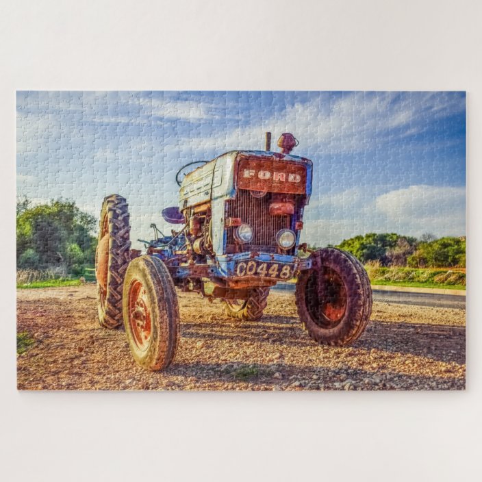 Vintage Antique Tractor Farm Scene Rural America Jigsaw Puzzle | Zazzle ...