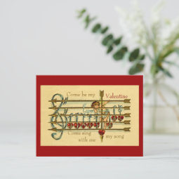 Vintage Antique Valentine's Day Musical Postcard | Zazzle