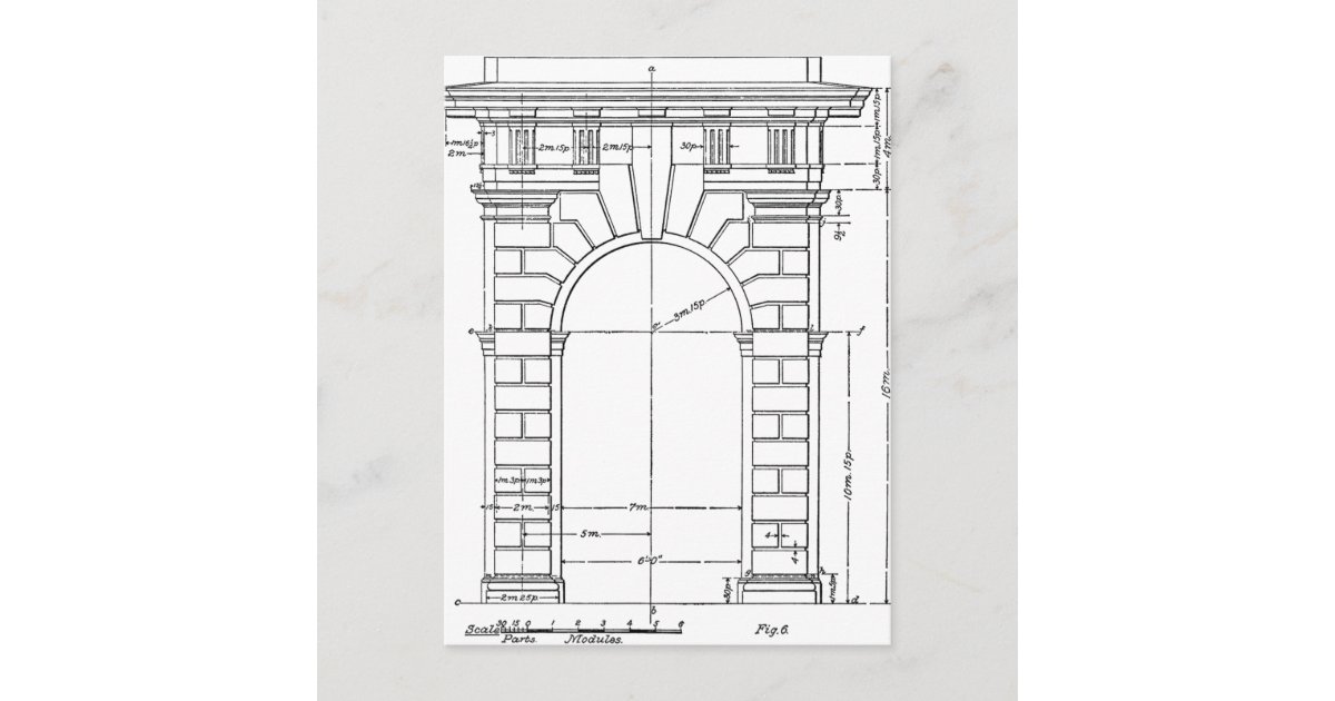 vintage architectural graphic black and white postcard | Zazzle