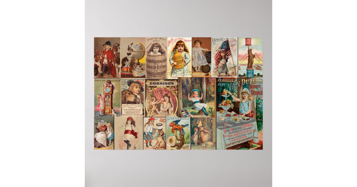 Vintage Art Advertisements Collage I Poster | Zazzle