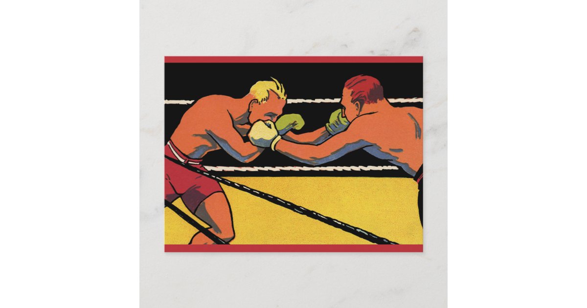 Vintage Art Deco Sports Boxing, Boxers Punching Postcard | Zazzle